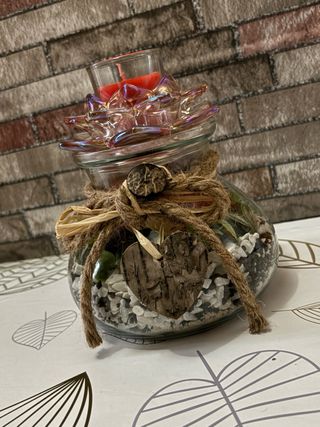 Portacandele In Vetro Con Terrario