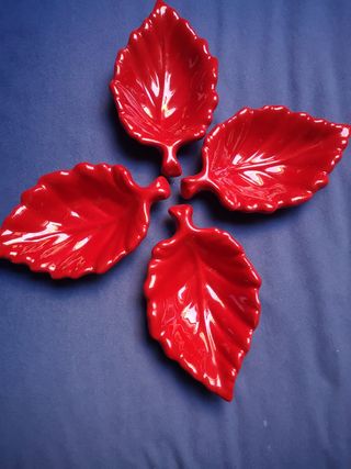 Set 4 ciotoline foglie rosse