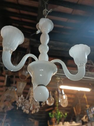Lampadario 3 luci in vetro di Murano