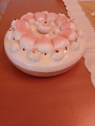 Tortiera vintage in ceramica dipinta a mano