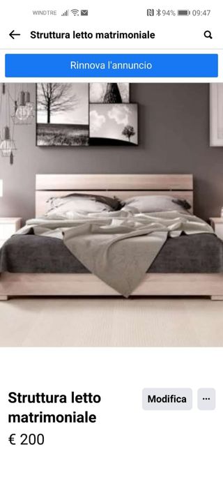 Struttura letto matrimoniale