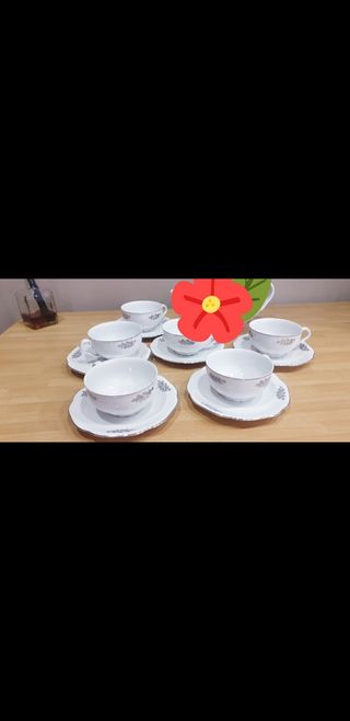 Servizio 6 da tè in porcellana pregiata