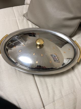 vassoio ovale con coperchio in acciaio