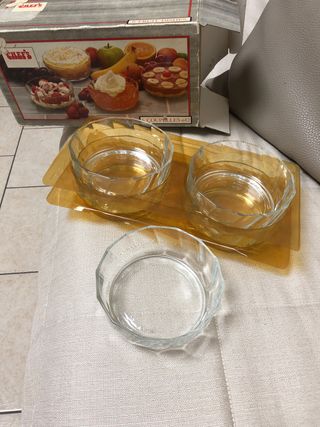 5 coppette x dessert in cristallo lavorato