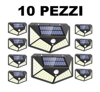 10X FARETTI CON PANNELLO SOLARE ESTERNO 100LED