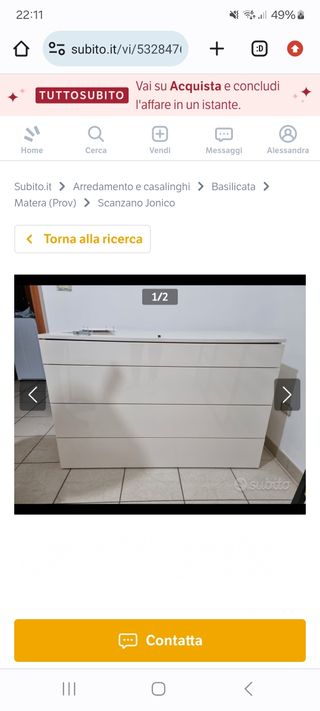 cassettiera bianca