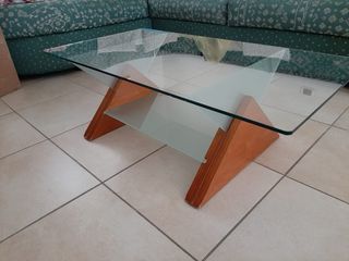 tavolino in vetro/legno