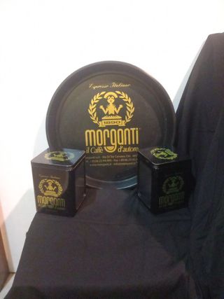 Vassoio latta caffè Morgana+portafazzole