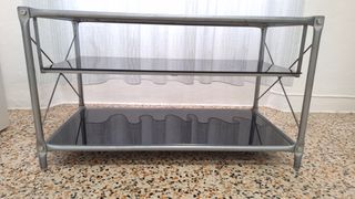 Tavolino scaffale espositore vetro ferro